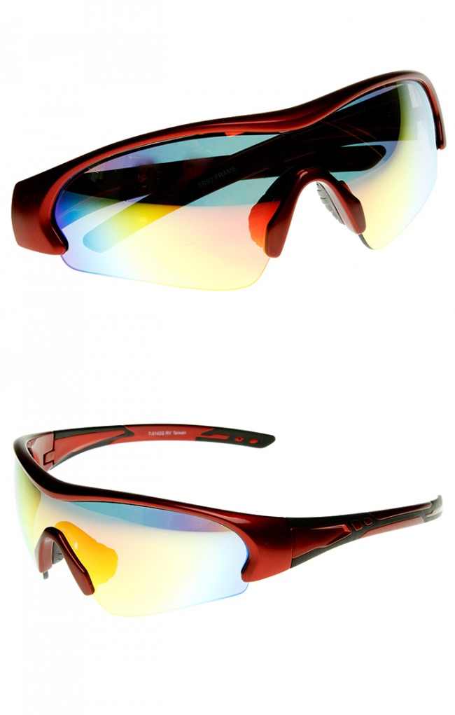 Action Sports TR90 Half Frame Flash Mirror Sports Sunglasses
