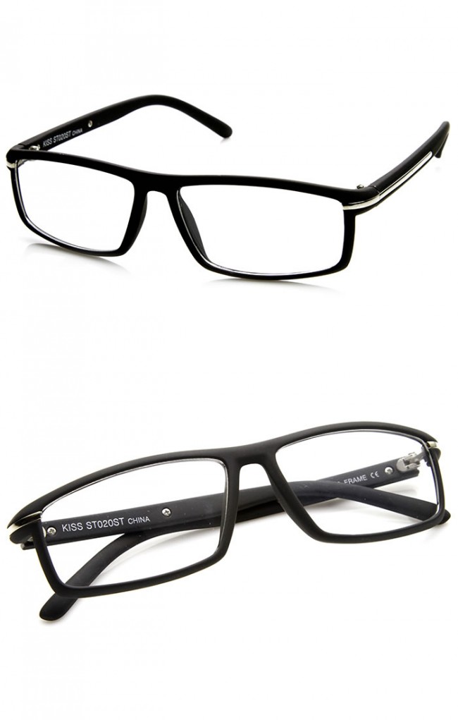 Modern Fashion Rectangular Soft Finish Clear Lens Glasses