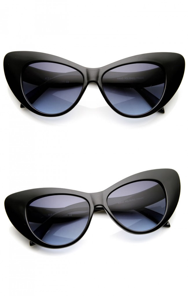 Extremely Oversized Bold Pointed Frame Cateye Sunglasses