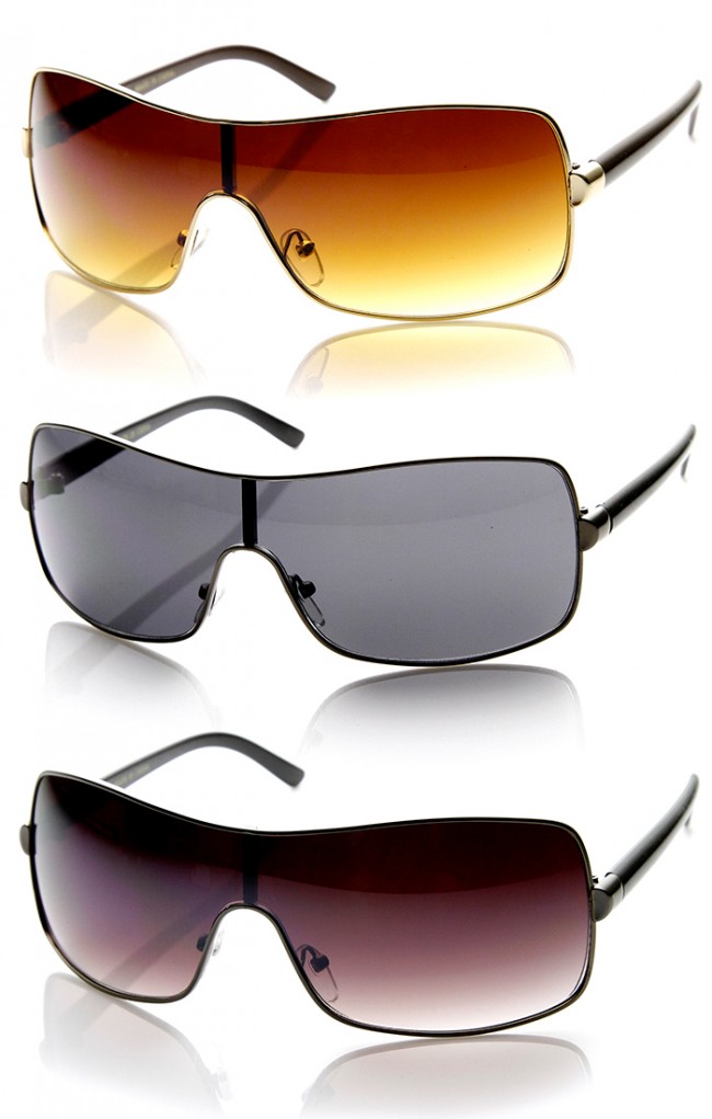 Modern Fashion Mono Lens Wraparound Shield Sunglasses
