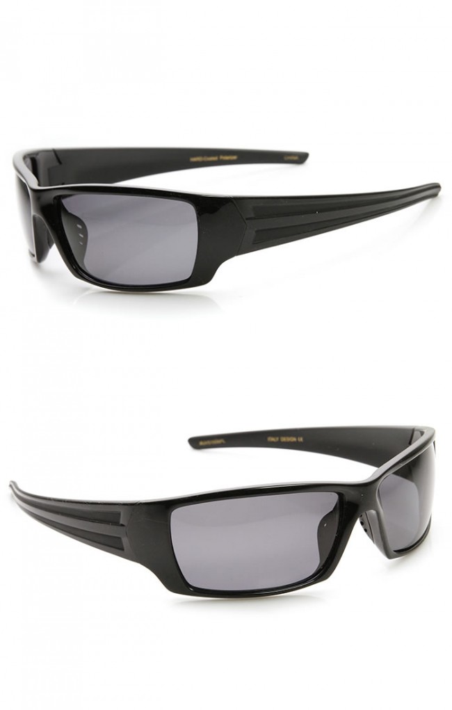 Polarized Sports Action Wraparound Modern Rectangular Sports Sunglasses