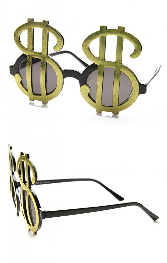 Money Dollar Signs Bling Fun Party Pimp Costume Novelty Glasses