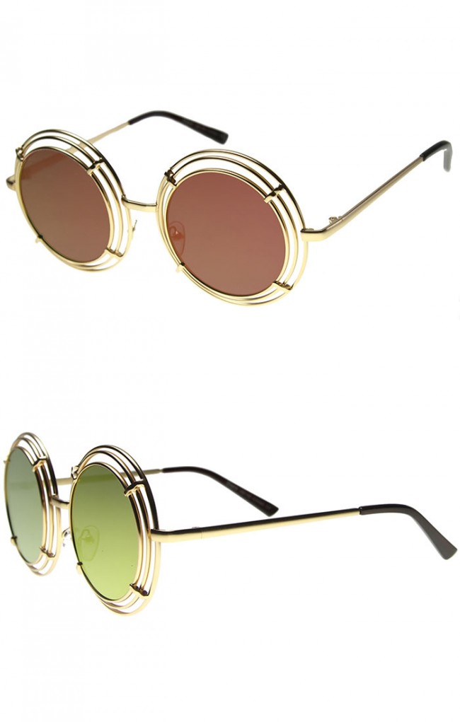 Flash Lens Steampunk Round Robot Funk Sunglasses