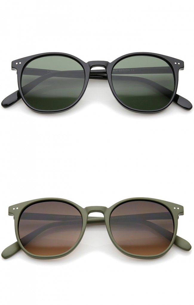Classic Slim P3 Shape Frame Round Lens Horn Rimmed Sunglasses 50mm