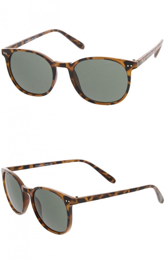 Classic Slim P3 Shape Frame Round Lens Horn Rimmed Sunglasses 50mm