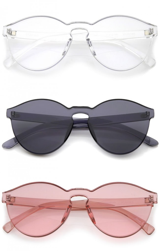 One Piece PC Lens Rimless Ultra-Bold Colorful Mono Block Sunglasses 60mm