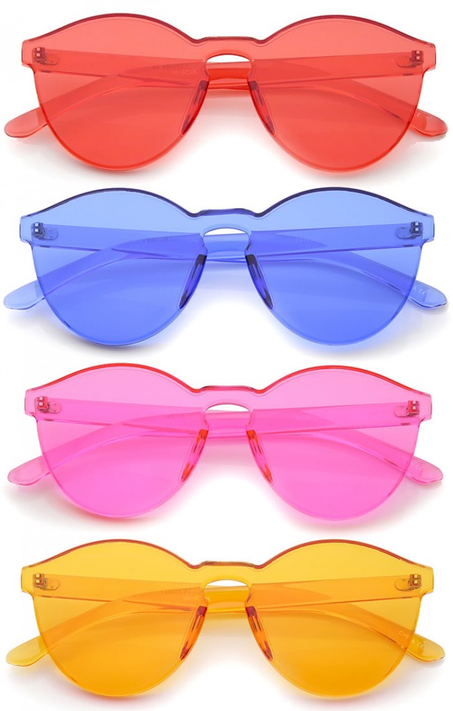 One Piece PC Lens Rimless Ultra-Bold Colorful Mono Block Sunglasses 60mm