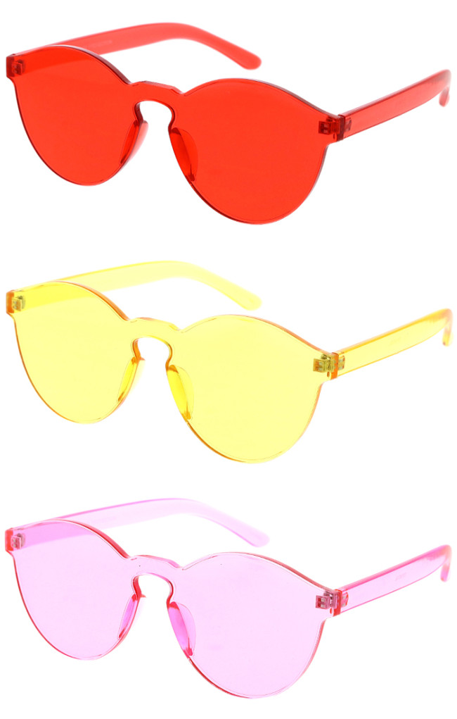 One Piece PC Lens Rimless Ultra-Bold Colorful Mono Block Sunglasses 60mm