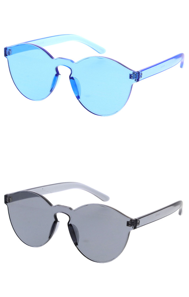 One Piece PC Lens Rimless Ultra-Bold Colorful Mono Block Sunglasses 60mm