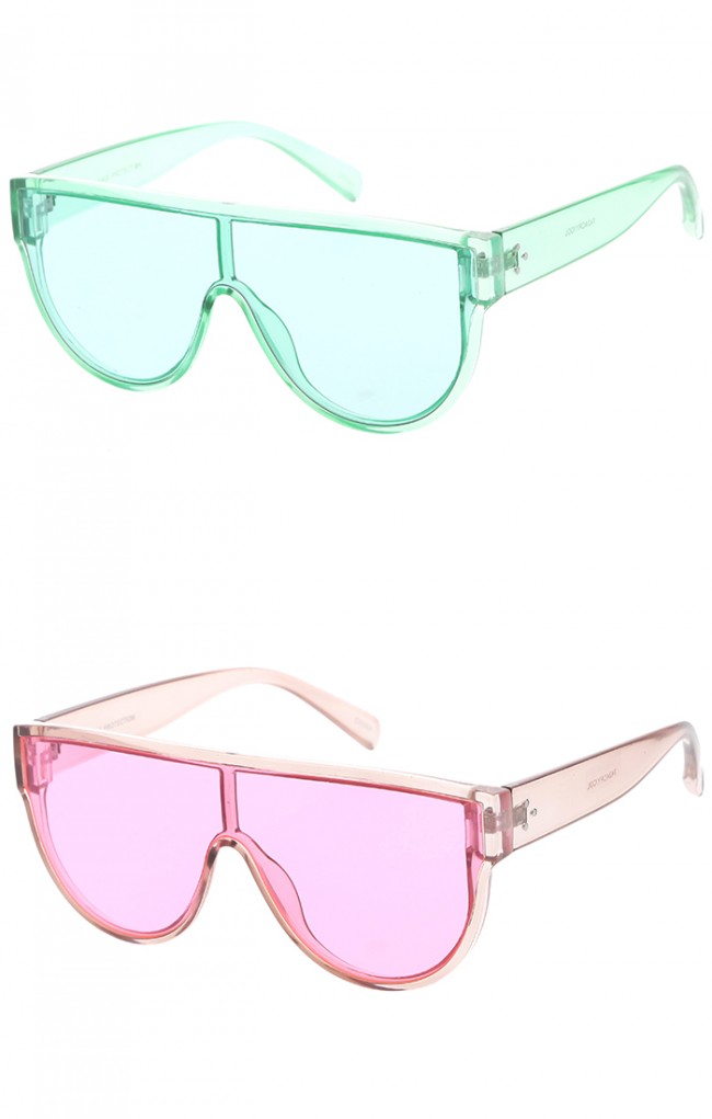 Retro Oversized One Piece Mono Color Lens Wholesale Sunglasses