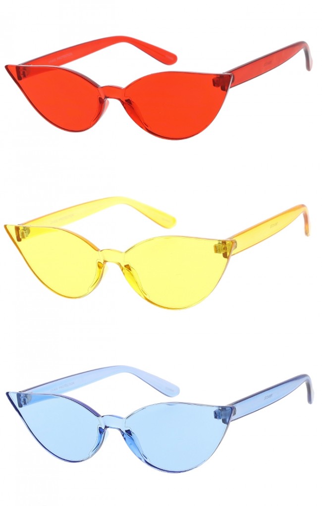 Women's Small Cat Eye Plastic Frame Full Color Wholesale Sunglasses