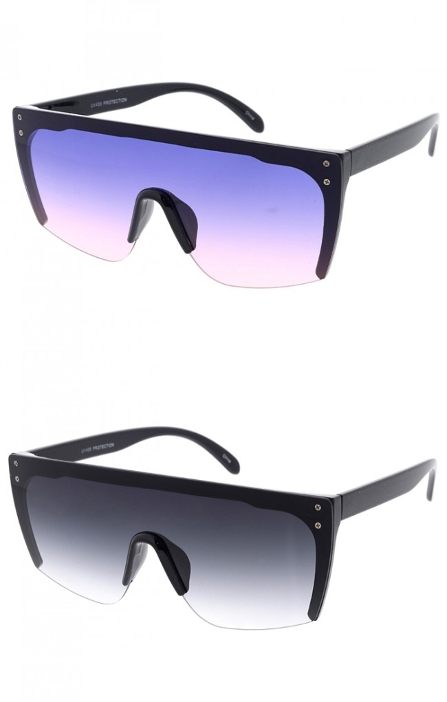 Chic Shield Flat Top Square Wholesale Sunglasses