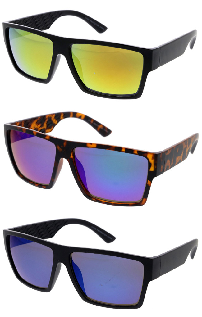 Square Mirrored Lens Flat Top Wholesale Sunglasses