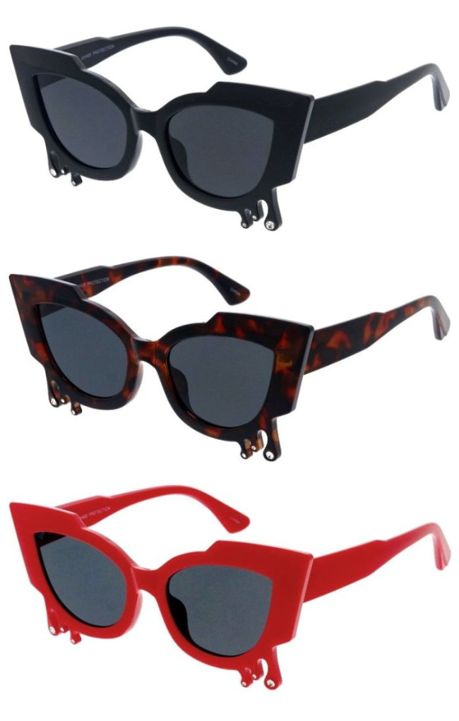 Dripping Rhinestone Decorated Tears Mask Frame Cat Eye Wholesale Sunglasses
