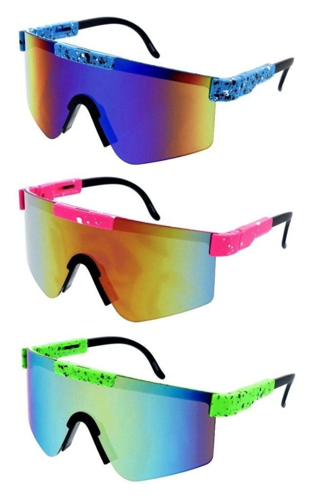 Semi Rimless Paint Splatter Pattern Two Tone Mirrored Lens Sporty ...