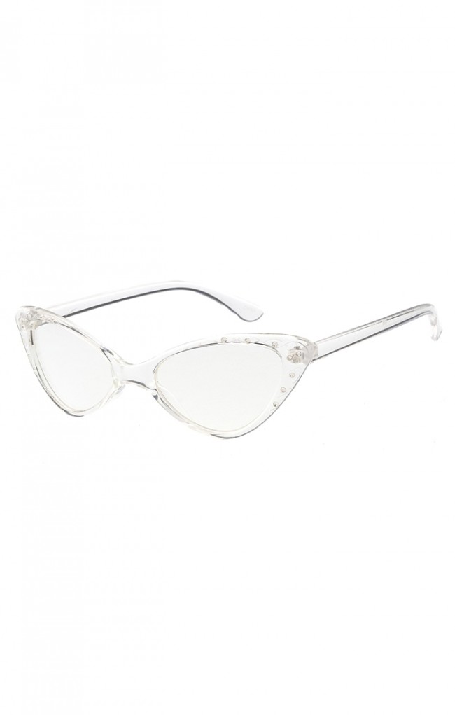 Small Vintage Style Cat Eye Glasses with Small Rhinestones